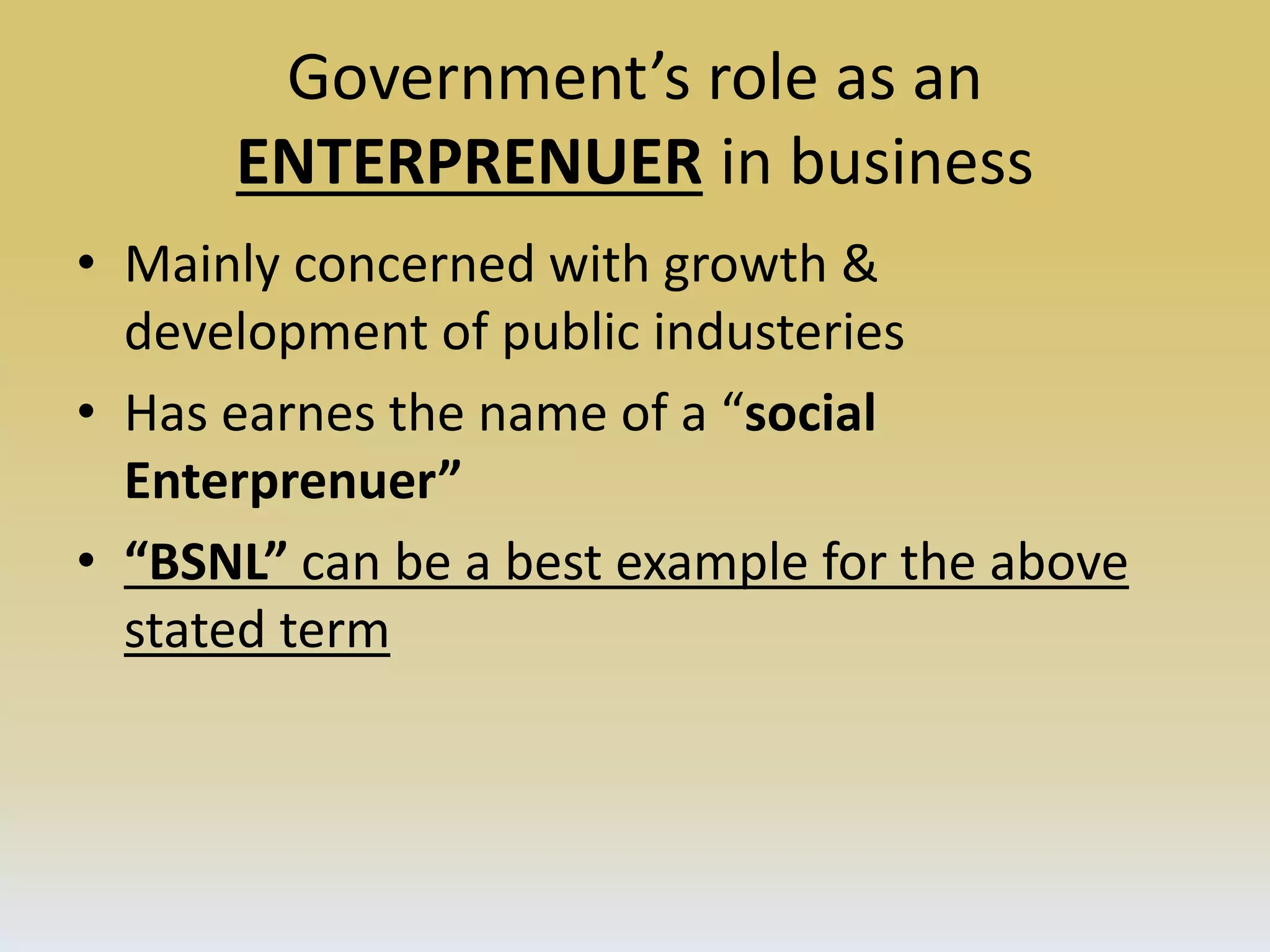 Business environment ppt on role of government | PPTX