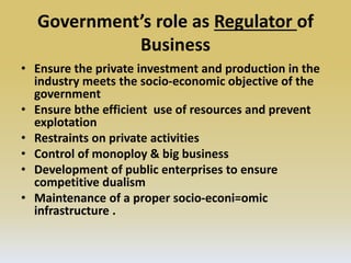Business environment ppt on role of government | PPTX