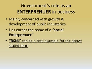Business environment ppt on role of government | PPTX