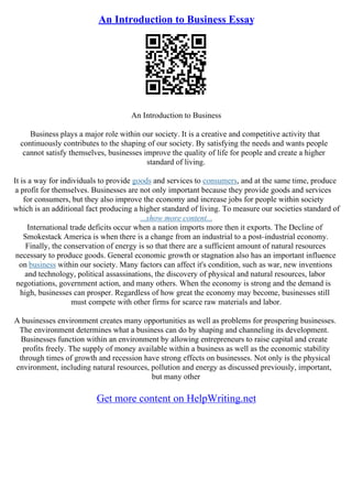 Business Essay | PDF | Green Solutions | Business