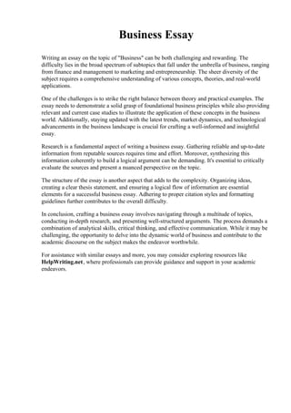 Business Essay | PDF