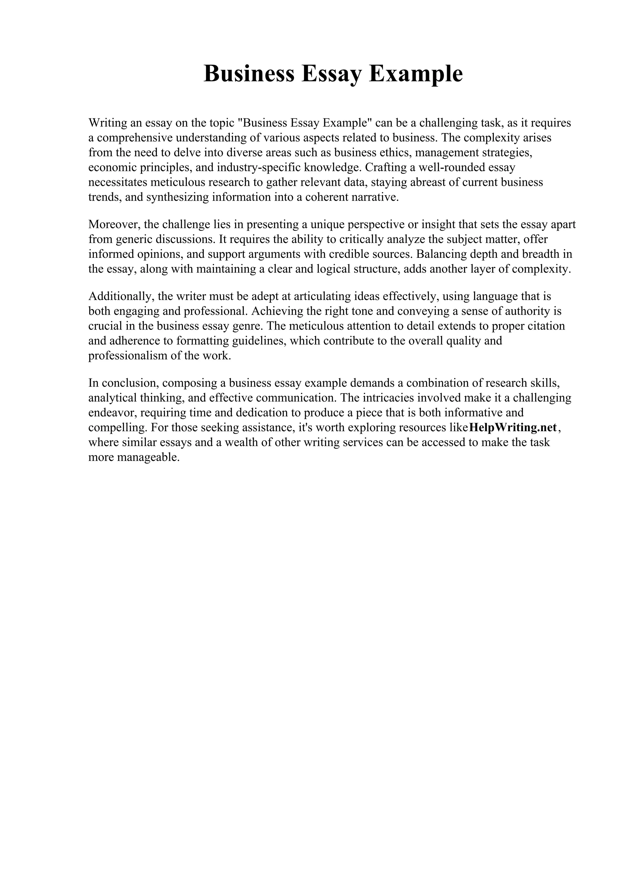 Business Essay Example | PDF