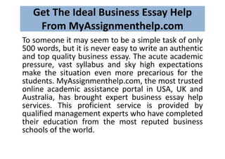 Business Essay Help | PPT
