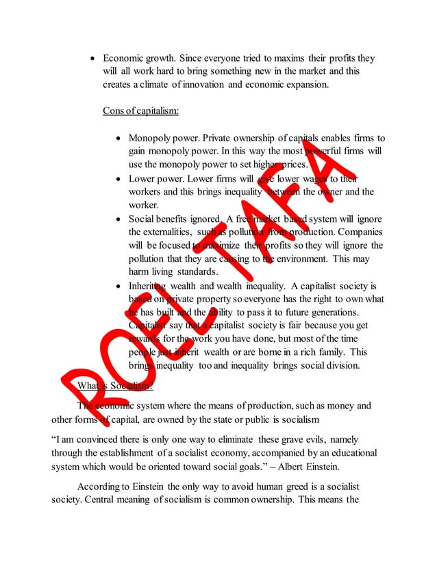 Capitalism vs Socialism | DOCX