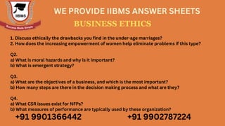 BUSINESS ETHICS I IIBMS MBA ANSWER SHEETS I IIBMS CASE STUDY PAPERS | PDF