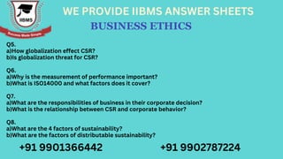 BUSINESS ETHICS I IIBMS MBA ANSWER SHEETS I IIBMS CASE STUDY PAPERS | PDF