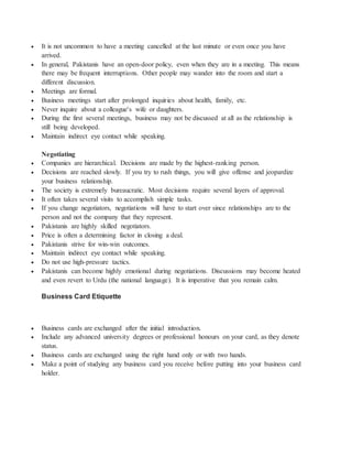 Business Etiquette & Protocol in Pakistan | DOCX