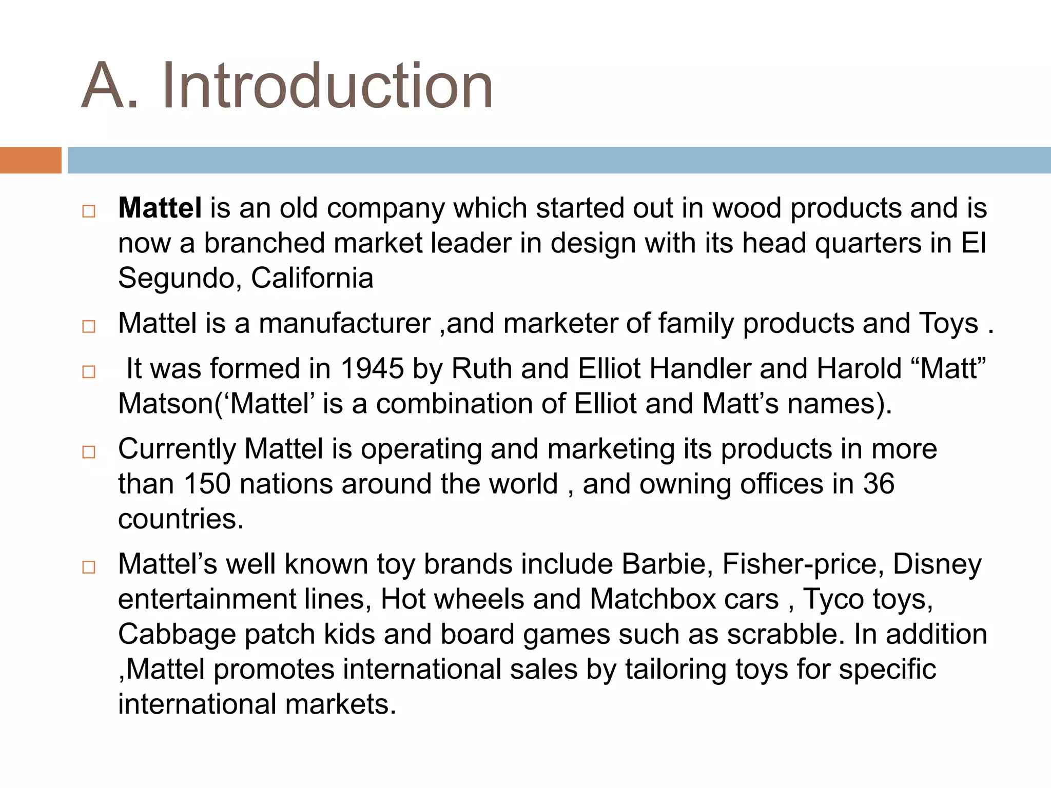 Business ethics assignment- MATTEL INC. | PPT