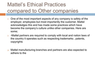 Business ethics assignment- MATTEL INC. | PPTX