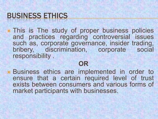 Business ethics & corporate governance | PPTX | Business Administration ...