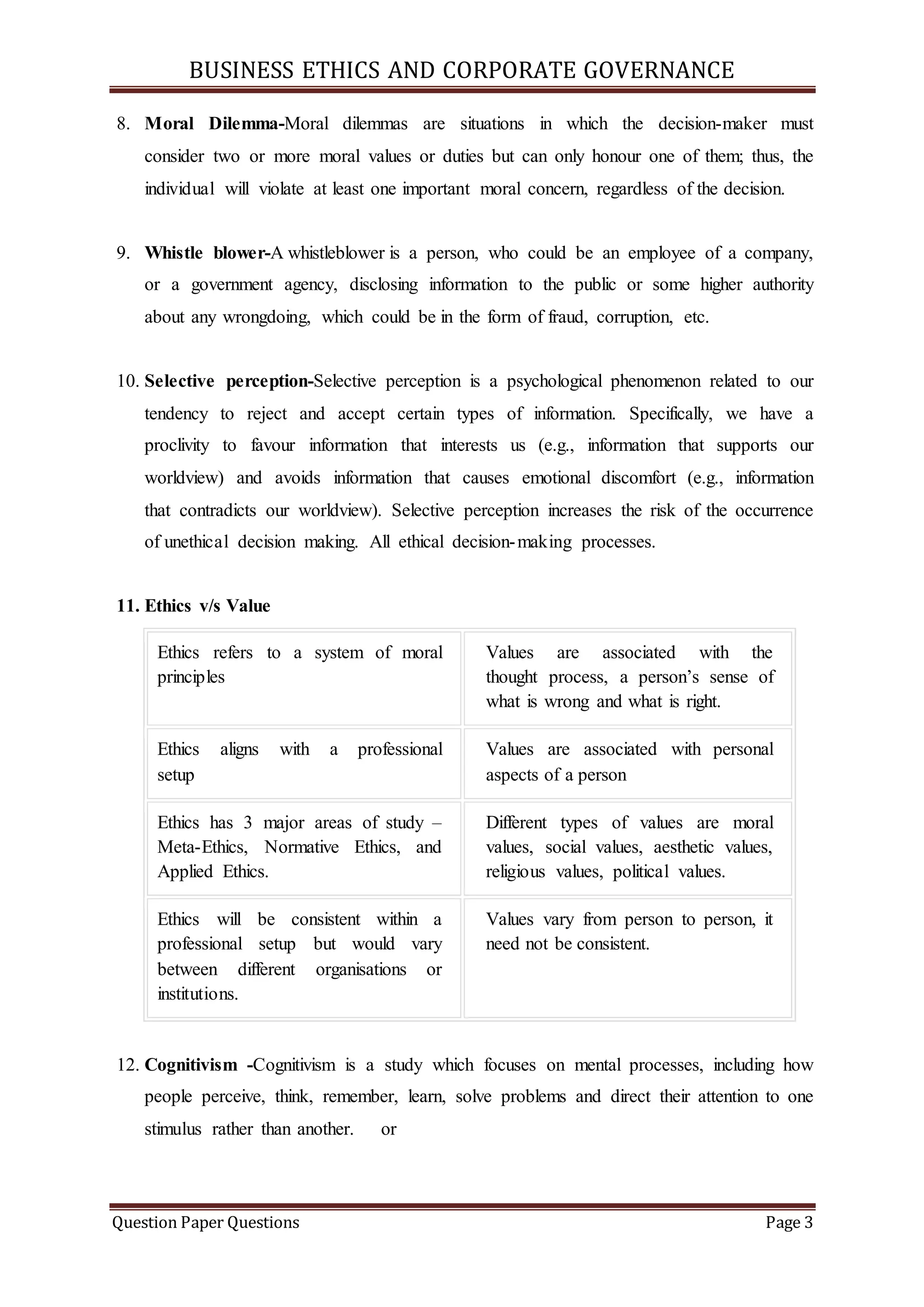 Business Ethics and Corporate Governance | DOCX