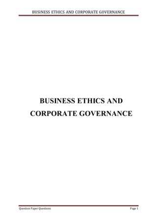 Business Ethics and Corporate Governance | DOCX