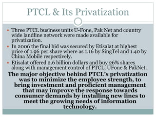 Pre and Post Privatization of PTCL | PPTX