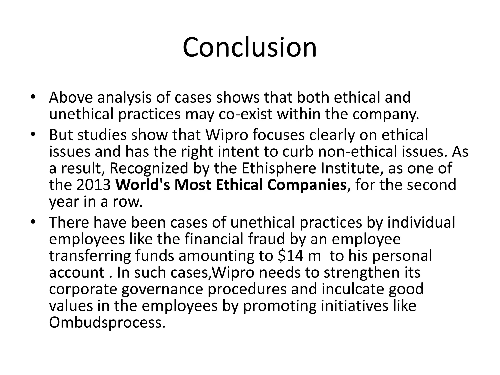 Business ethics initiatives taken by wipro | PPTX