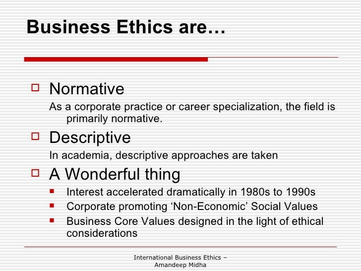 Business Ethics International Perspective