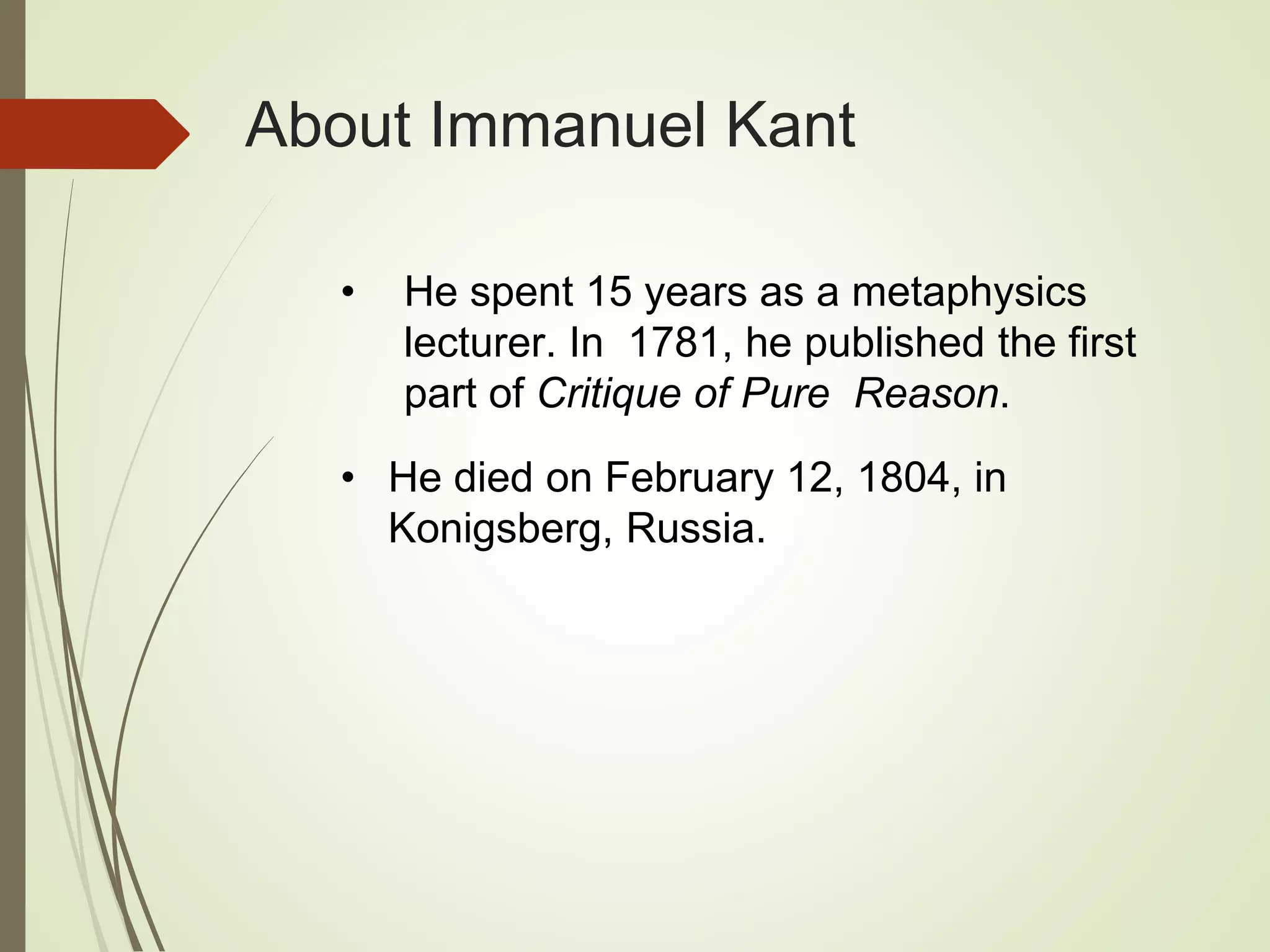 Business Ethics - Metaphysics of Morals by Immanuel Kant | PPTX