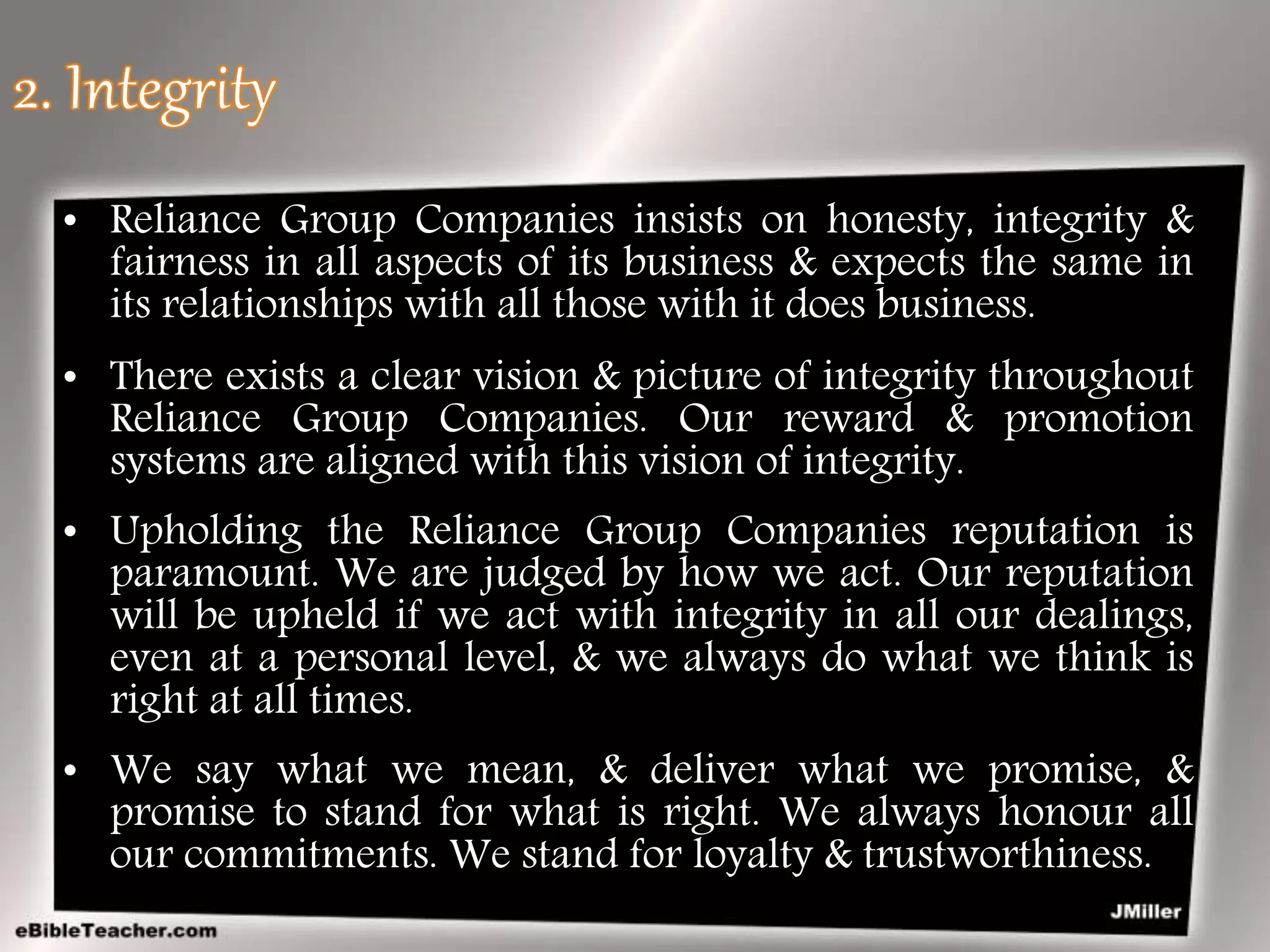 Business ethics of Reliance | PPTX