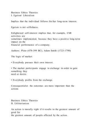Business EthicsSession 2 Business Ethics Theories I | DOCX | Business ...