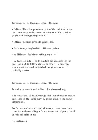 Business EthicsSession 2 Business Ethics Theories I | PDF