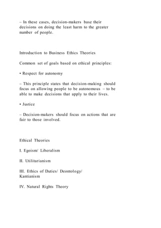 Business EthicsSession 2 Business Ethics Theories I | PDF