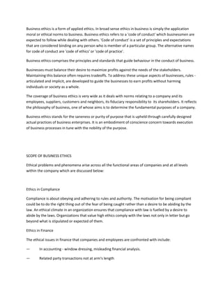 business ethics unit-1 marketing Management | DOCX