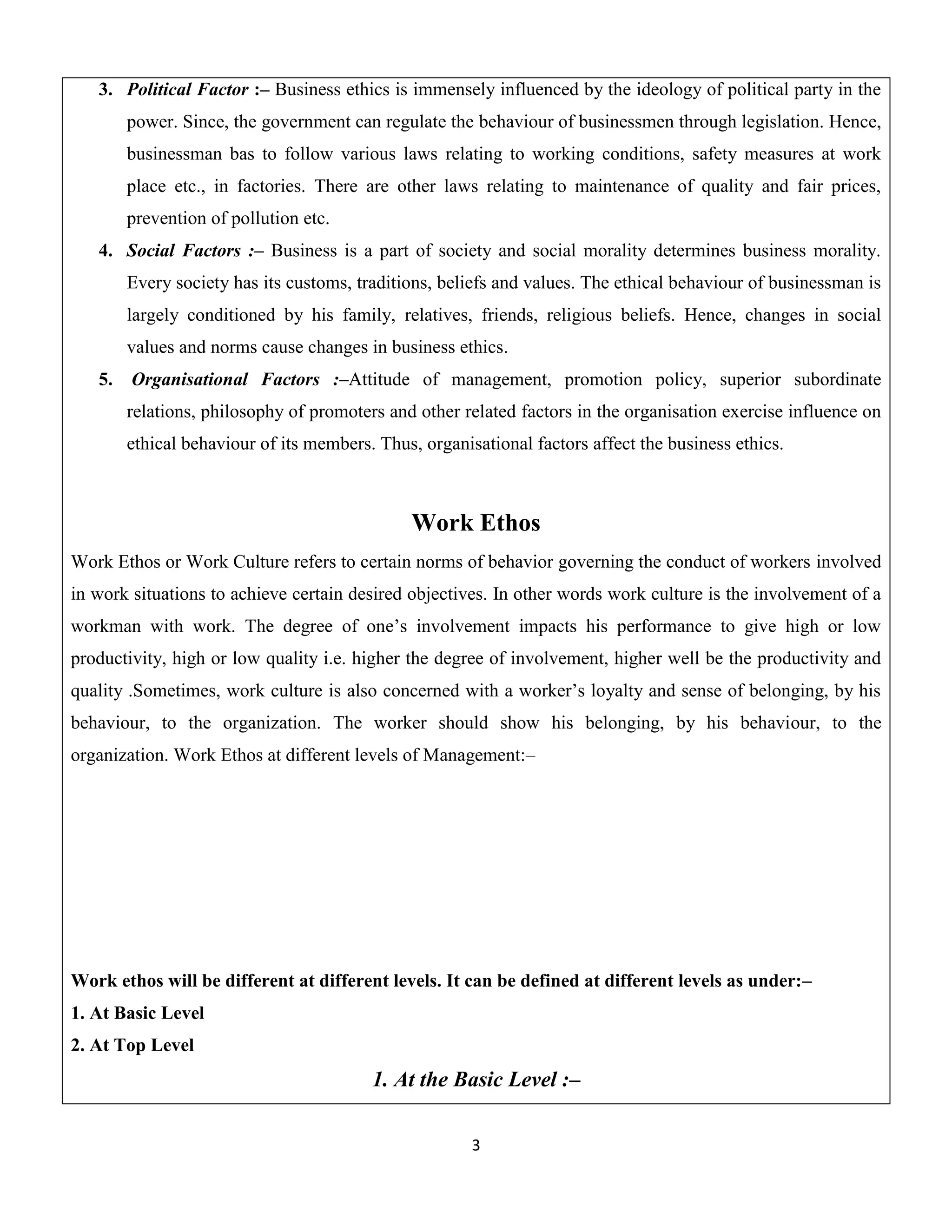 Business ethics & work ethos | DOCX | Business | Business and Finance