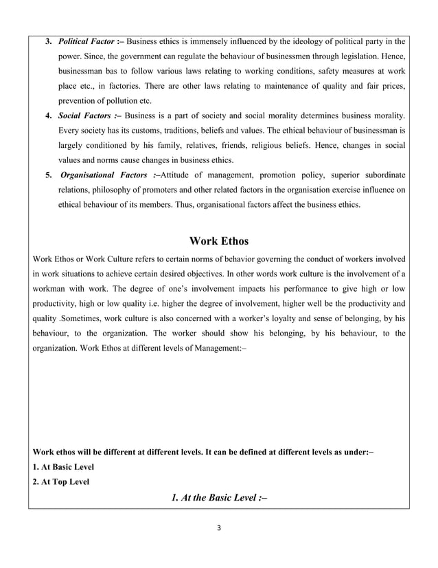 Business ethics & work ethos | PDF