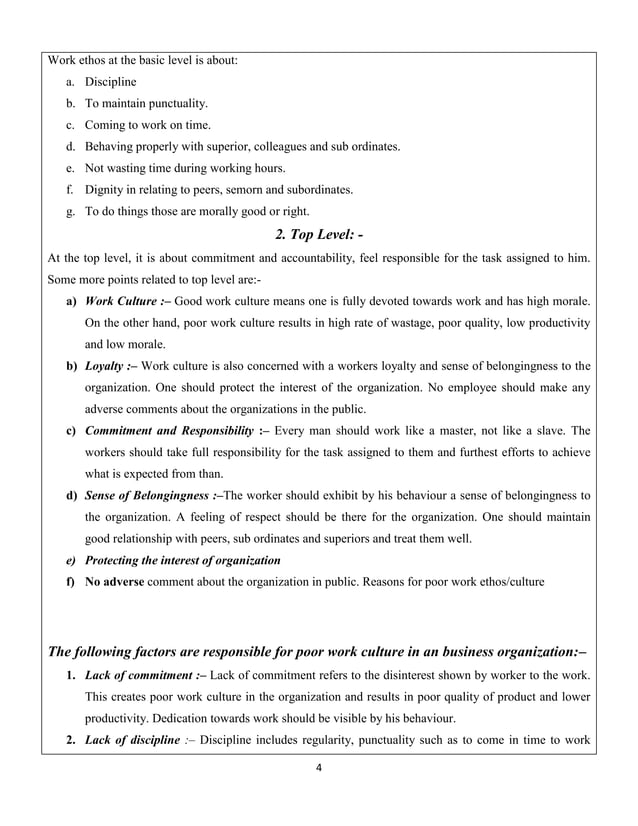 Business ethics & work ethos | PDF