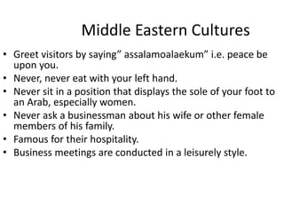 Business etiquette, other countries | PPTX