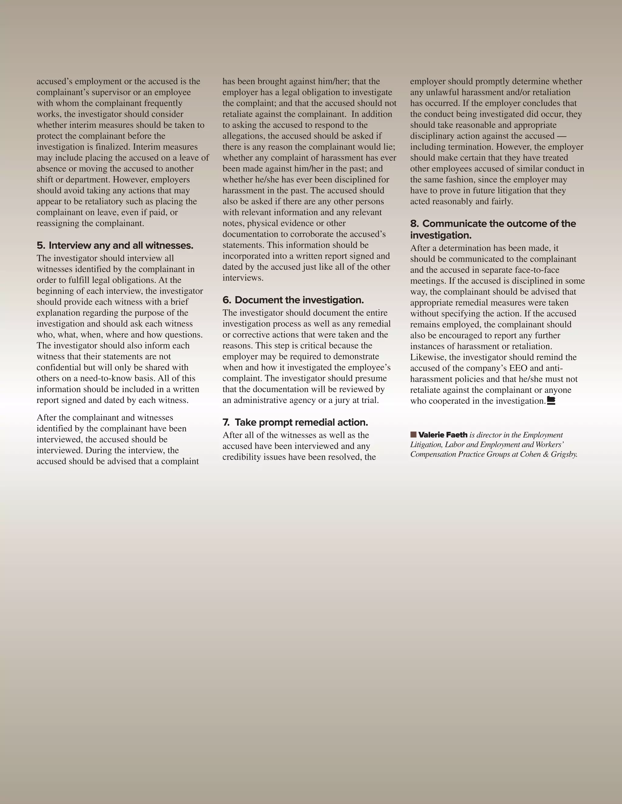 What are the keys to an effective workplace investigation? | PDF