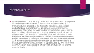 memorandums and reports | PPTX