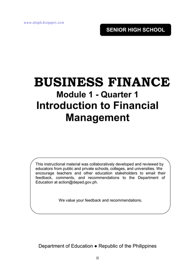 Business Finance Module 1.pdf | Business Accounting & Finance | Business