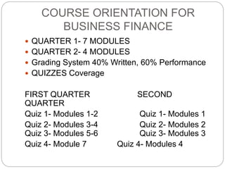 Business finance orientation and intro | PPTX