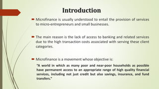 Micro Financing | PPTX | Business Banking & Finance | Business