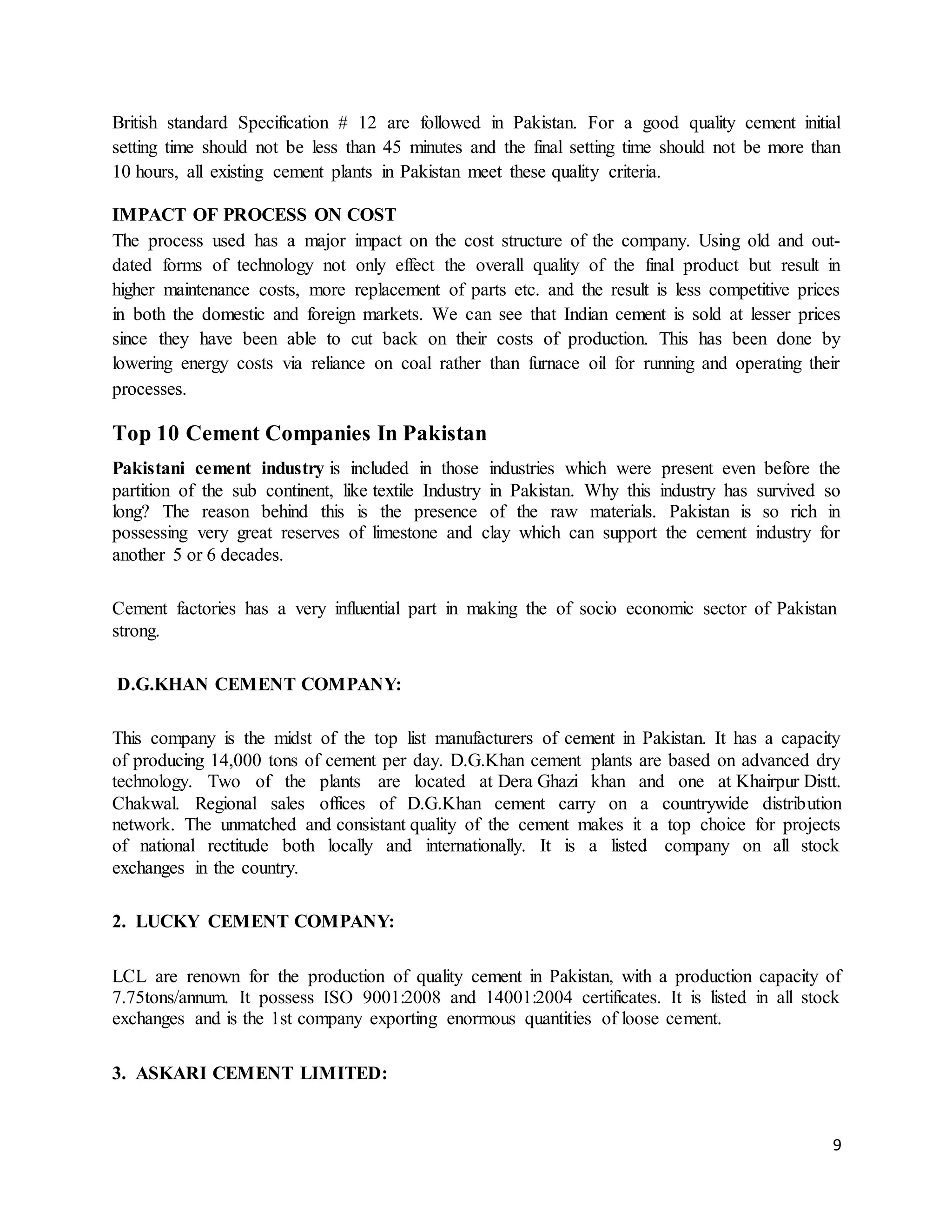 Cement Industry Pakistan | DOCX