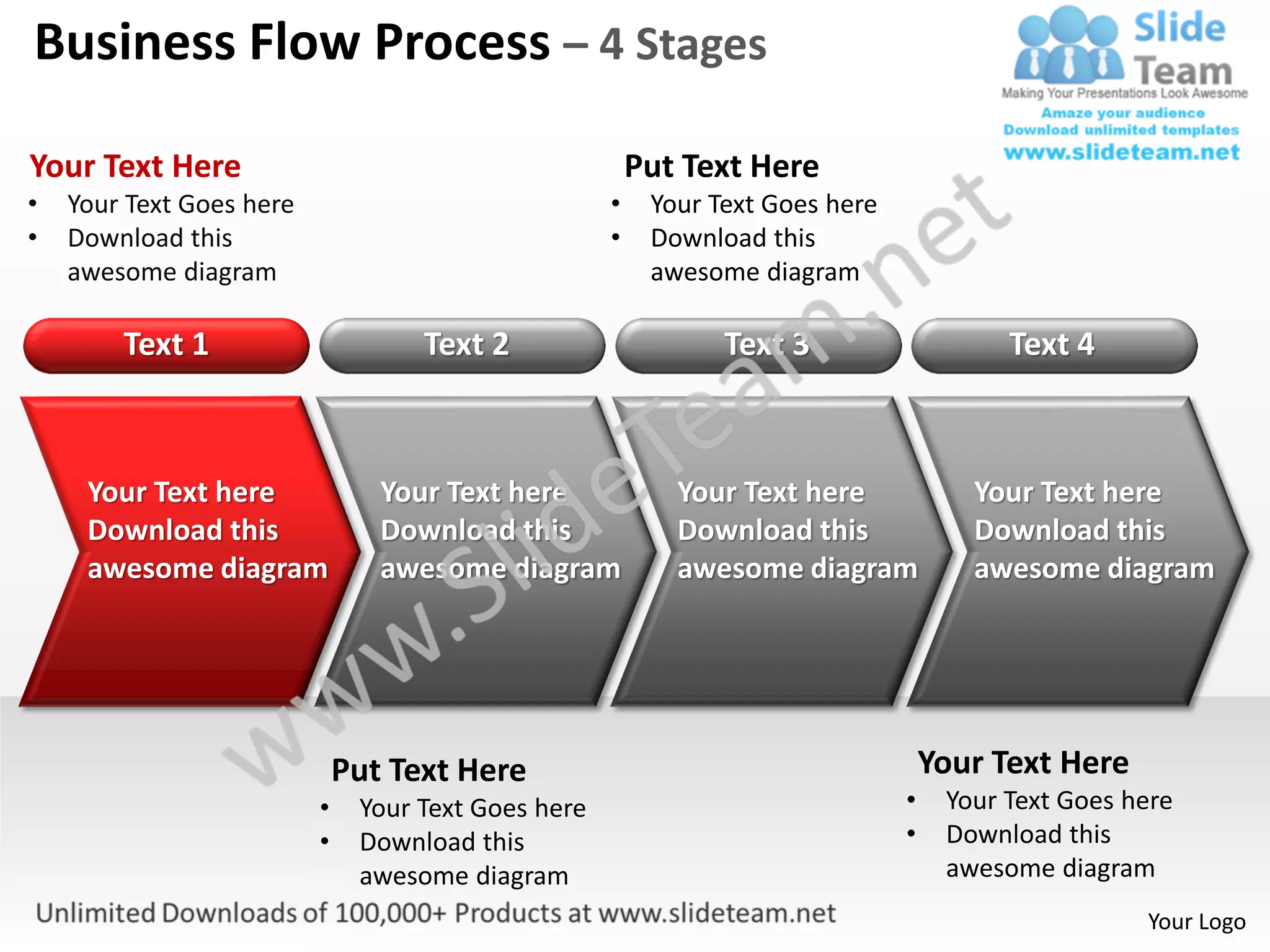 Business flow process 4 stages powerpoint templates 0712 | PPT