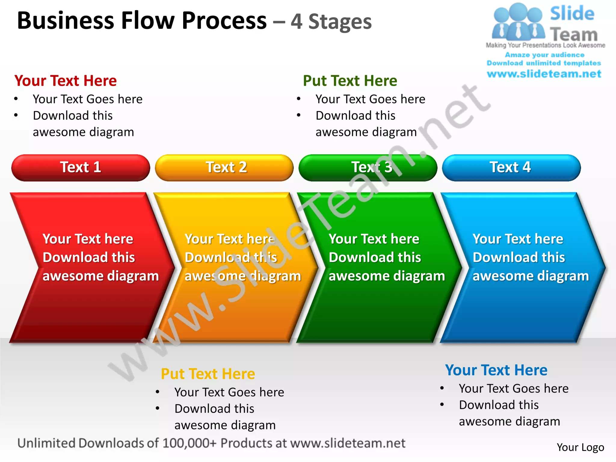 Business flow process 4 stages powerpoint templates 0712 | PPT