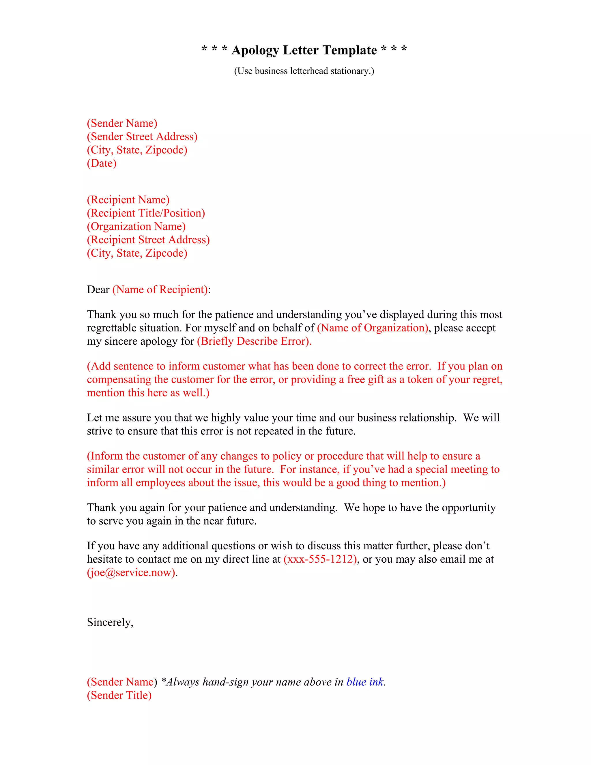 Business formal apology letter example | PDF