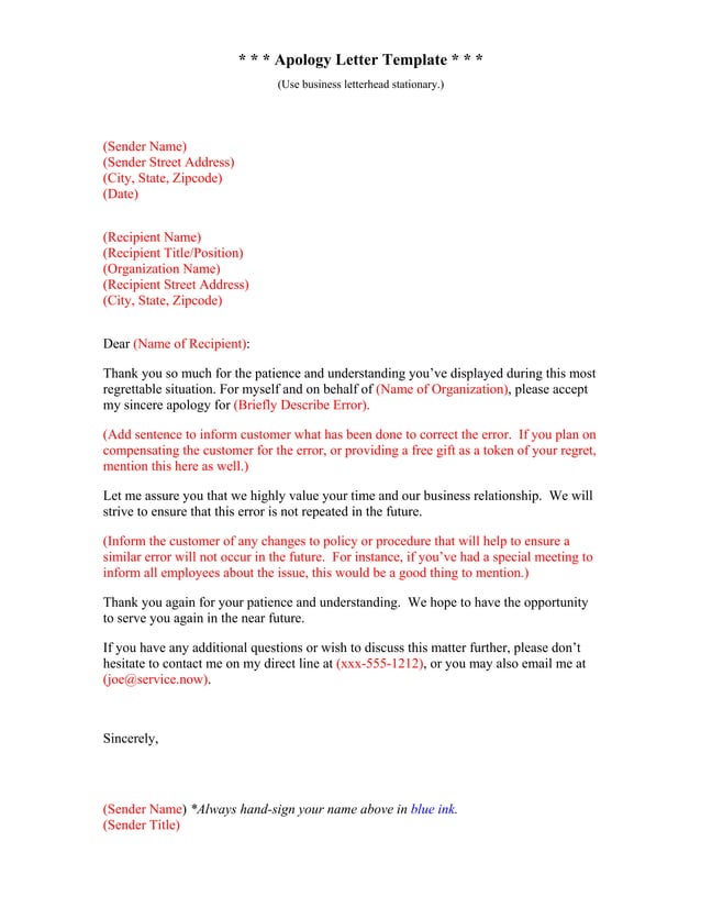 Business formal apology letter example | PDF