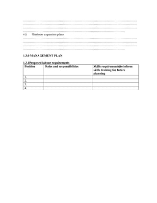 INNOVATION FUND FOR GREEN JOB CREATION: BUSINESS PLAN TEMPLATE | PDF