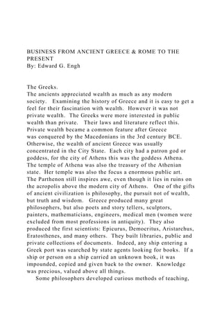 BUSINESS FROM ANCIENT GREECE & ROME TO THE PRESENTBy Edward G.docx