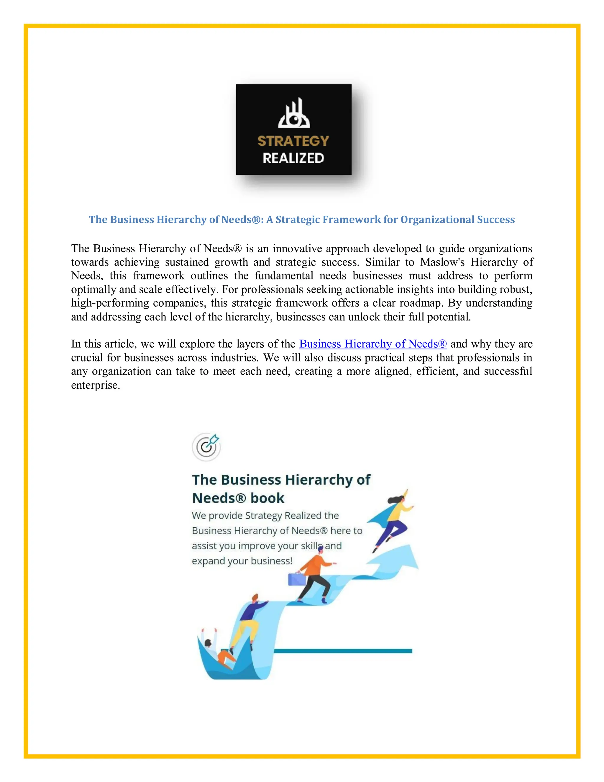 The Business Hierarchy of Needs®: A Strategic Framework for ...