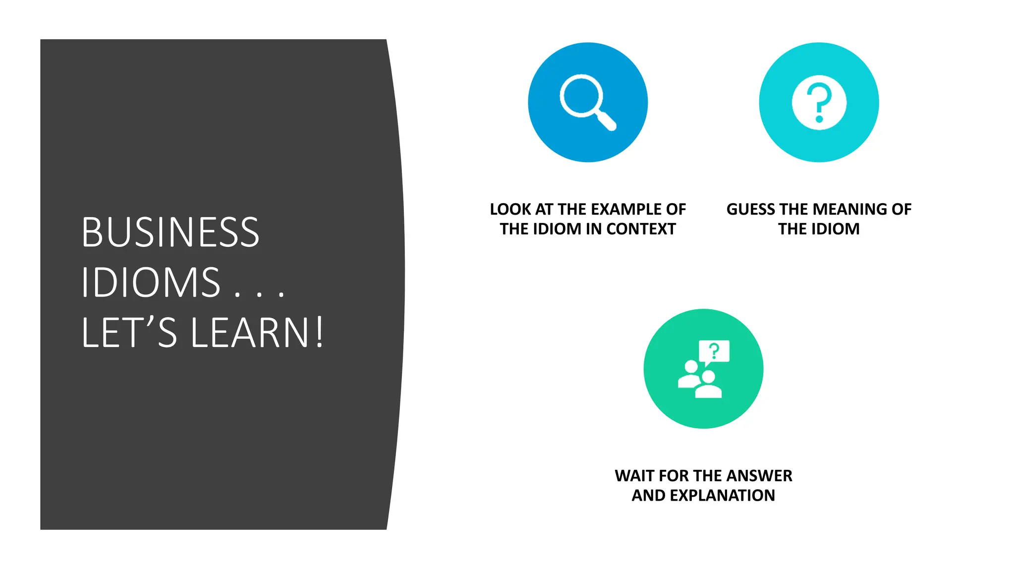 Business Idioms for beginners ESL Language Learners | PPTX