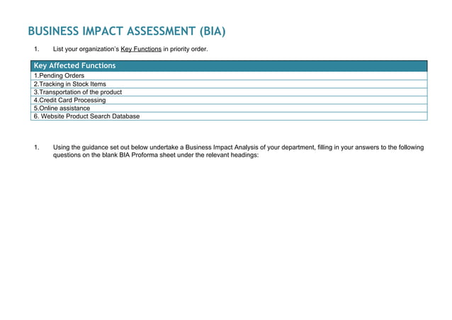 Business impact assessment (bia) | PDF