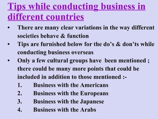 Business in different countries | PPT