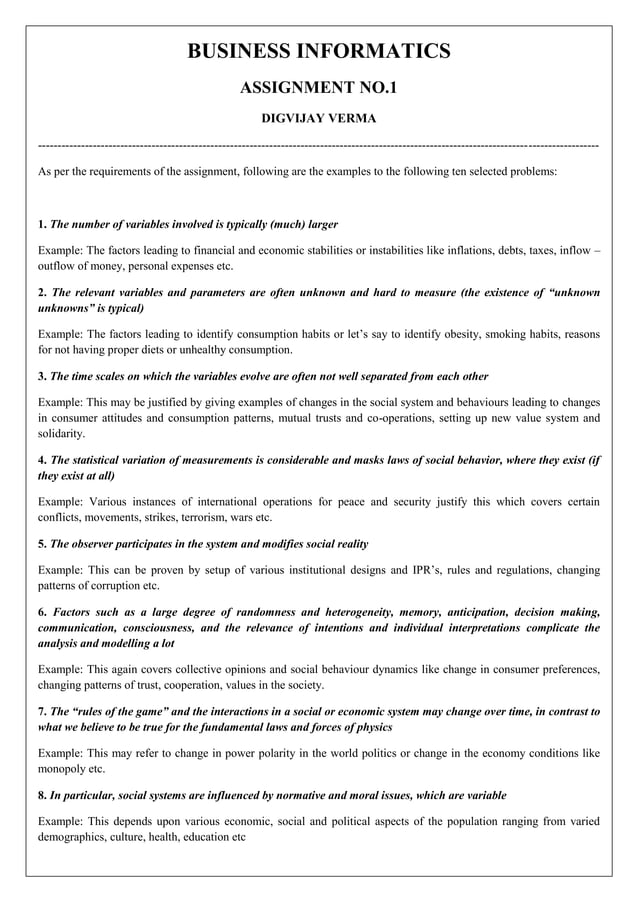Business informatics assignment 1 digvijay verma | PDF