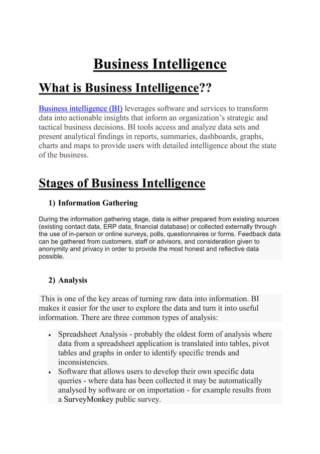 Business intelligence | PDF