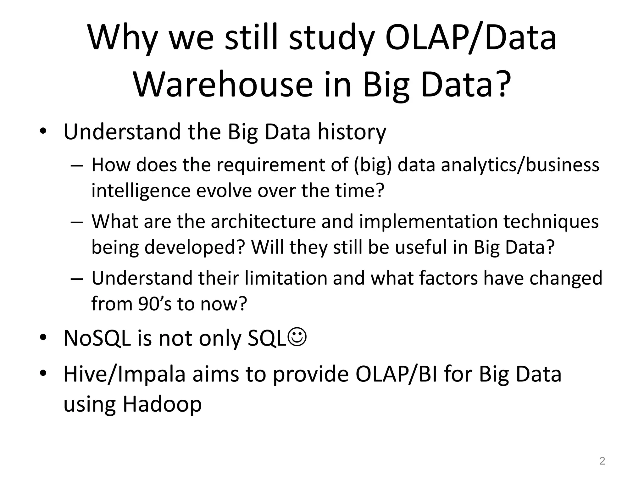 Business Intelligence: OLAP, Data Warehouse, and Column Store | PPT