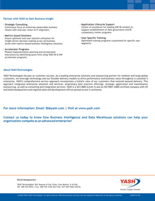 Business intelligence and data warehousing at yash | PDF