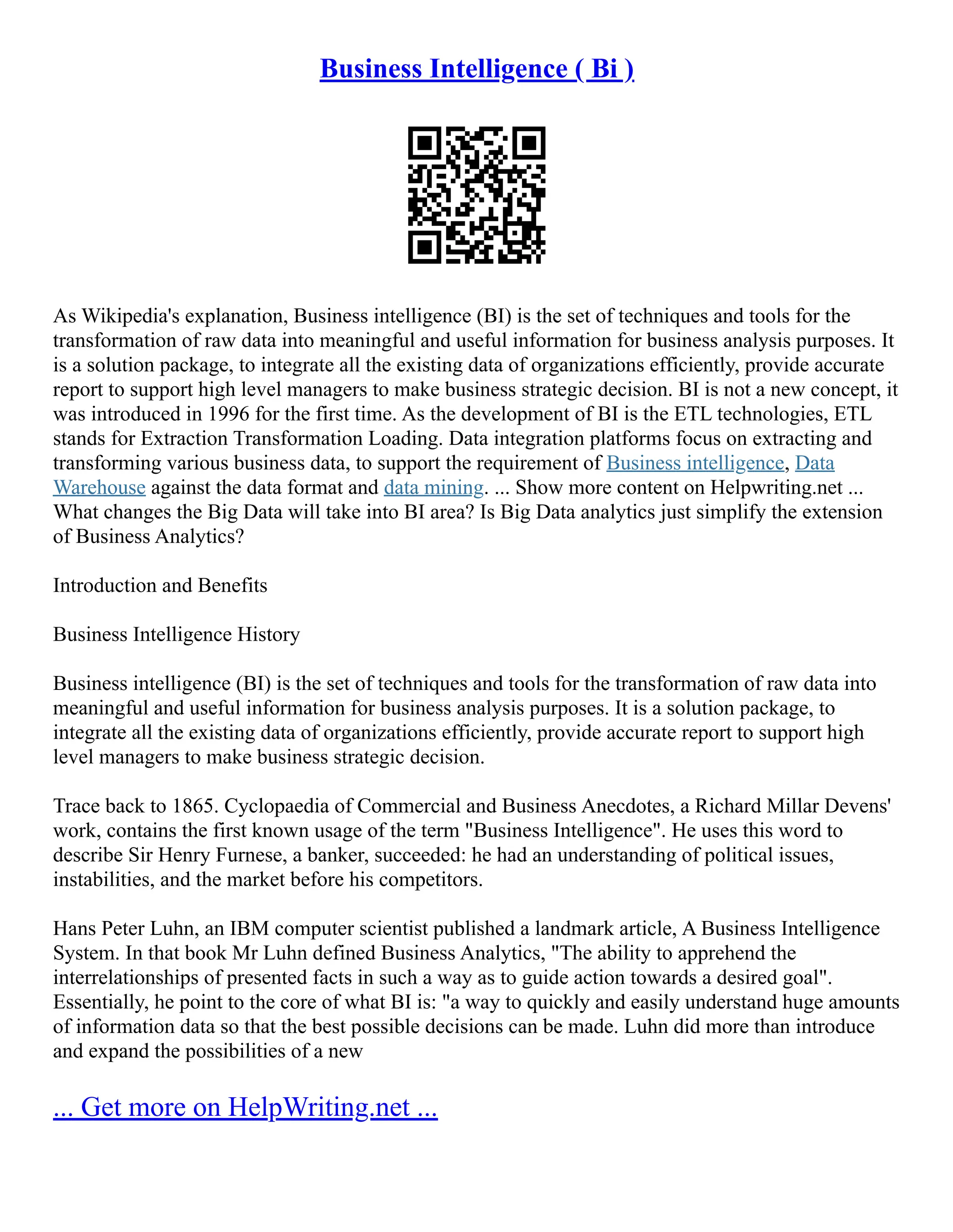 Business Intelligence ( Bi ) | PDF